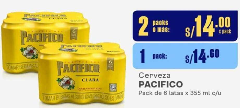 Cerveza PACIFICO 2Packs de 6 latas x 355 ml c/u oferta en Makro