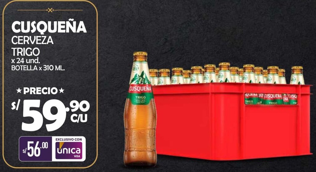 CUSQUEÑA CERVEZA TRIGO x 24 und. oferta en Vega