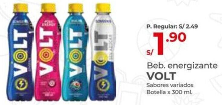 Beb. energizante VOLT Sabores variados Botella x 300ml oferta en Vega