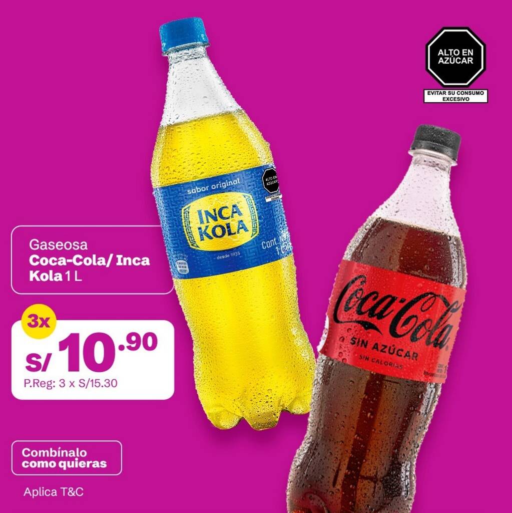Coca-cola/inca kola gaseosa 1 L oferta en Tambo