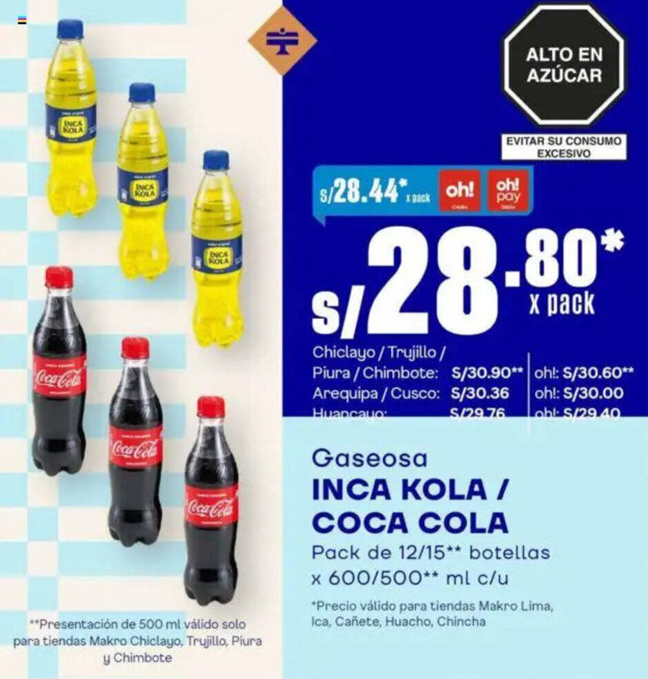 Inca kola / coca cola oferta en Makro