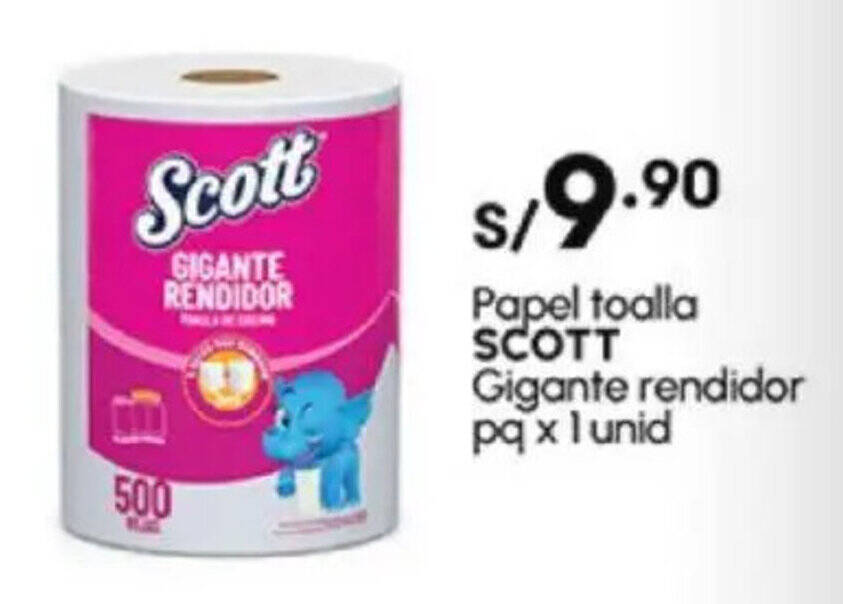 Papel toalla SCOTT Gigante rendidor pq 1 un oferta en Plaza Vea