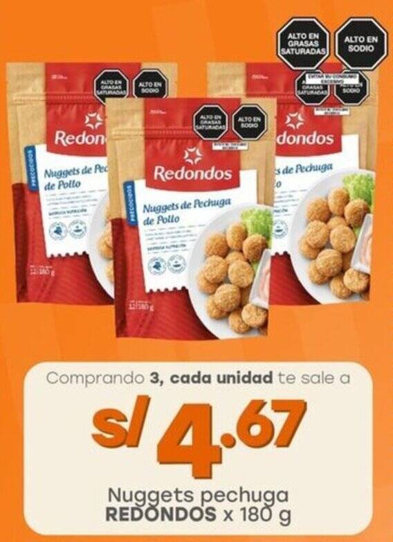 Nuggets pechuga REDONDOS 180 g oferta en Tottus