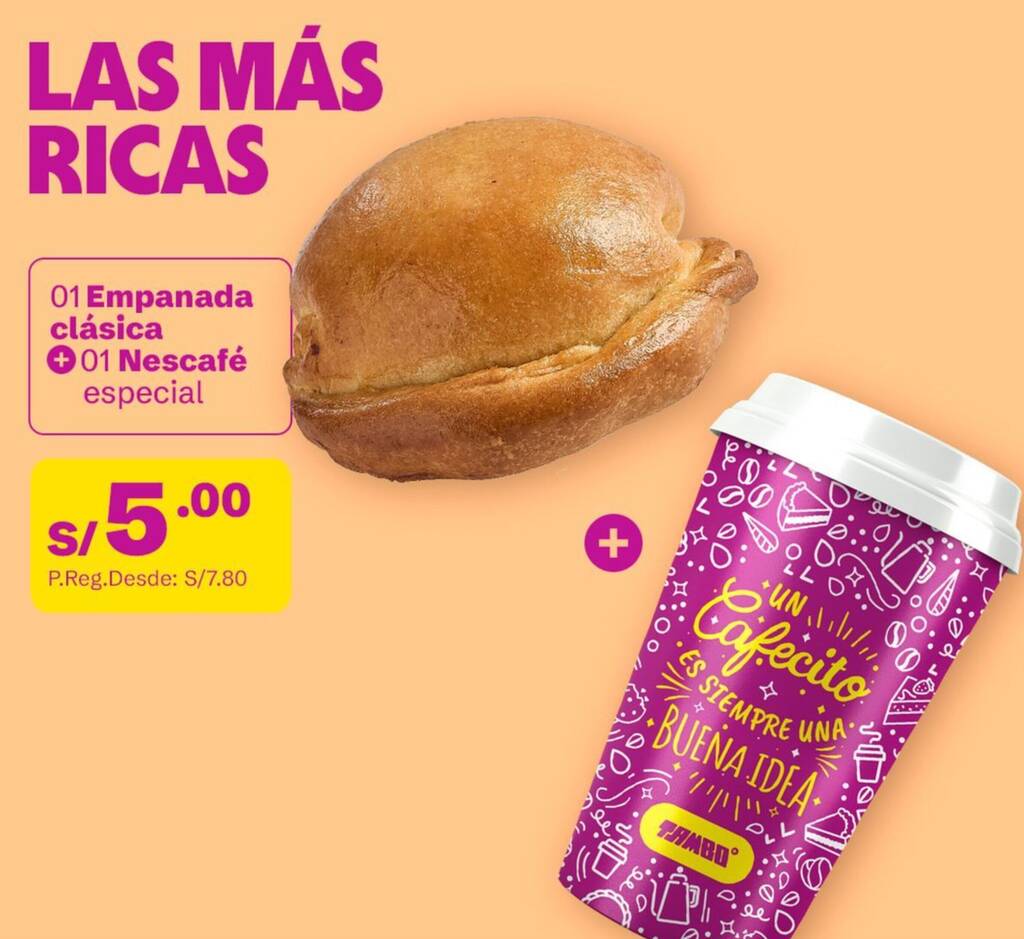 01 empanada clásica + 01 nescafé especial oferta en Tambo