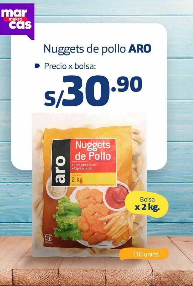Nuggets de pollo aro 2kg oferta en Makro