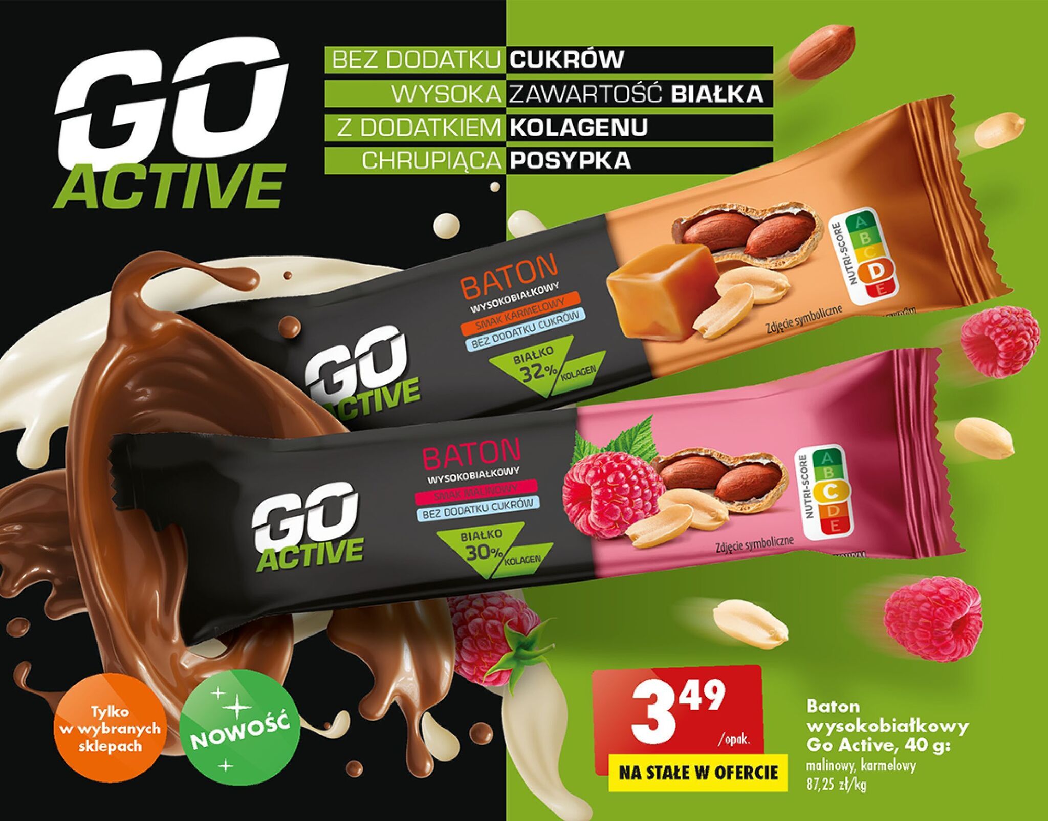 Promocja Baton wysokobiałkowy karmelowy Go Active w Biedronka