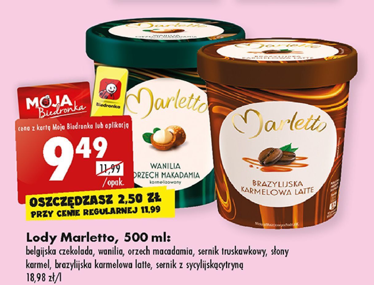 Promocja Lody czekoladowe marletto w Biedronka