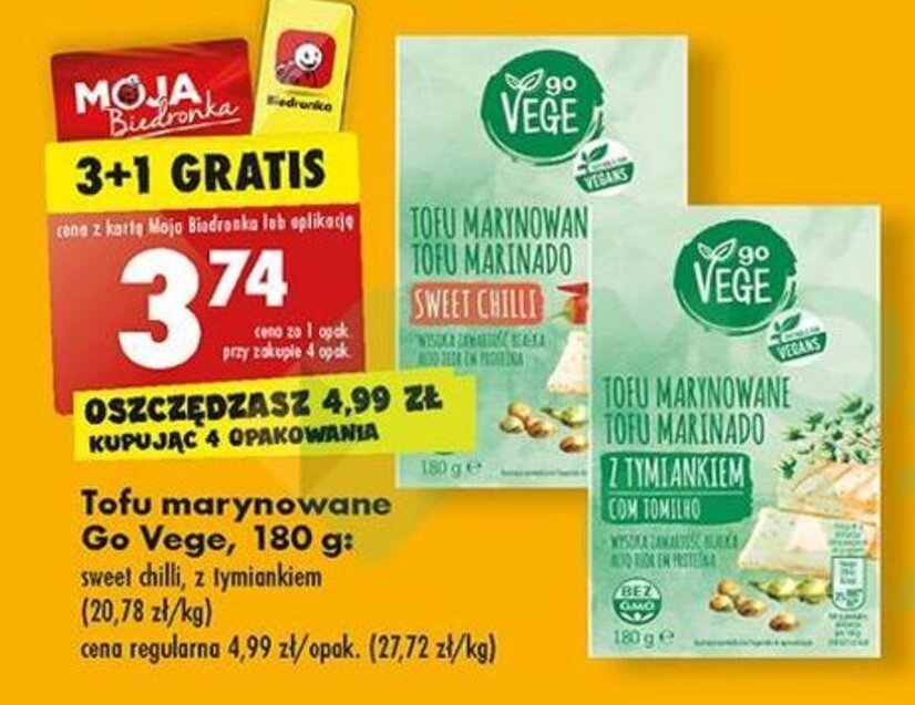 Promocja Go Vege Tofu marynowane 180 g w Biedronka