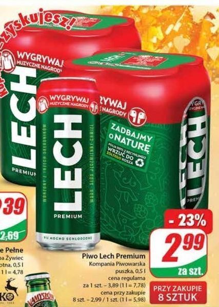 Promocja Piwo lech premium w Dino