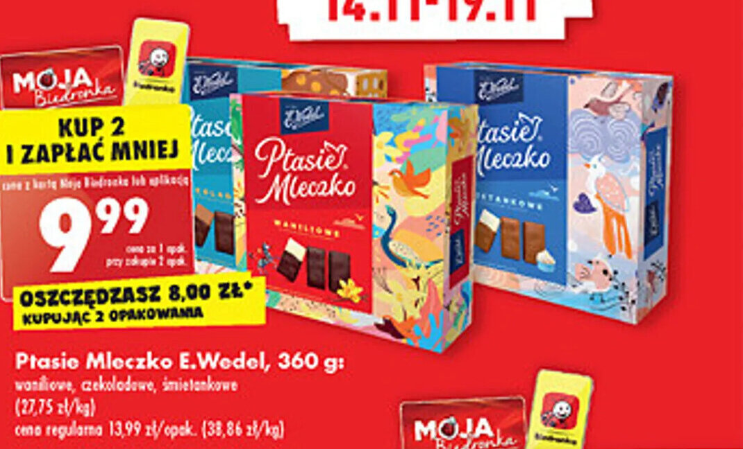 Promocja E.Wedel ptasie mleczko 360g w Biedronka