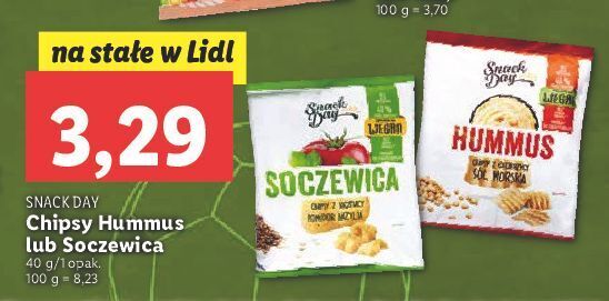 Promocja Chipsy z soczewicy o smaku pomidora i bazylii snack day w Lidl
