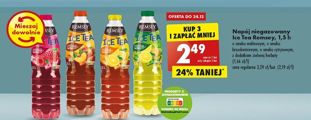 Promocja Napój o smaku malinowym remsey ice tea w Biedronka