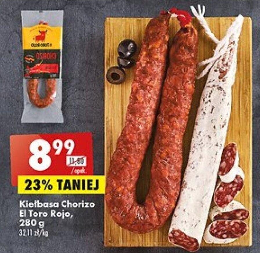 Promocja El Toro Rojo Kiełbasa Chorizo, 280g w Biedronka