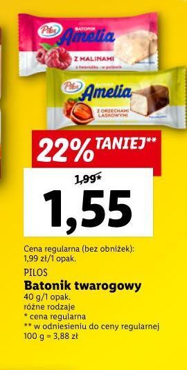 Promocja Baton twarogowy z orzechami laskowymi pilos amelia w Lidl