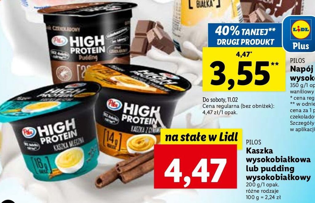 Promocja Pudding proteinowy czekoladowy pilos high protein w Lidl