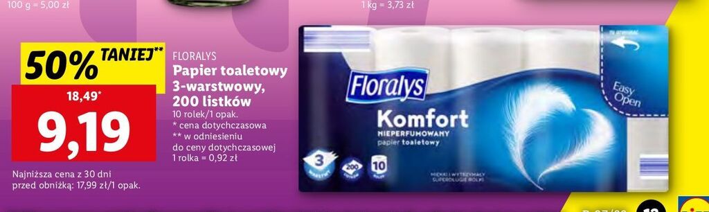 Promocja Papier toaletowy komfort floralys w Lidl