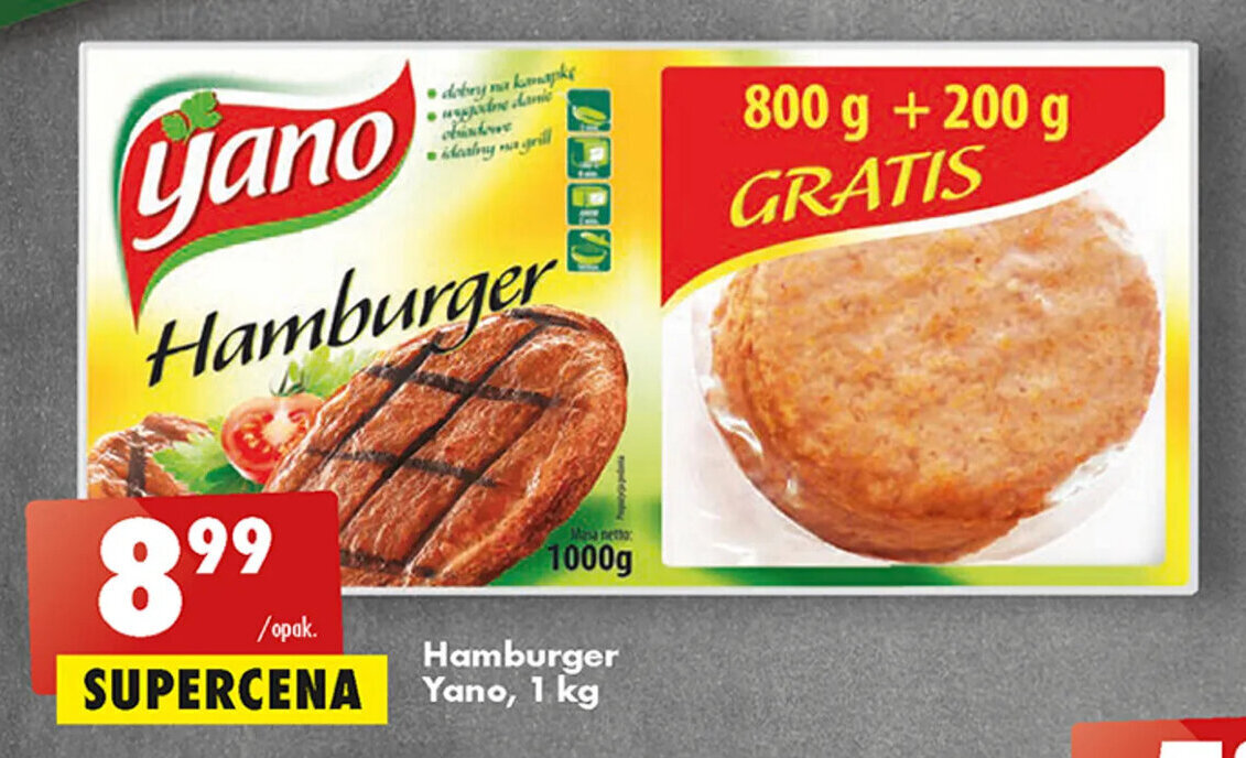 Promocja Yano Hamburger 1kg w Biedronka