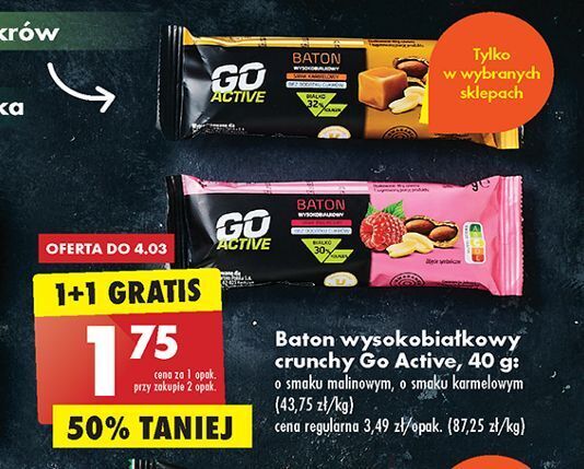 Promocja Baton wysokobiałkowy karmelowy go active w Biedronka