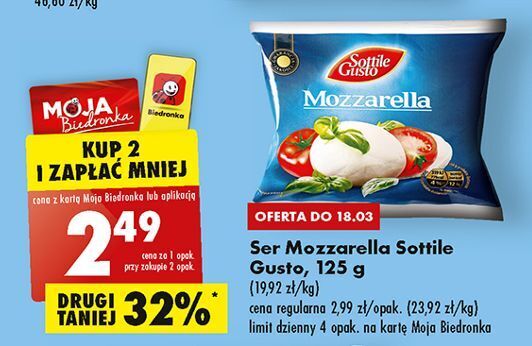 Promocja Ser mozzarella sottile gusto w Biedronka