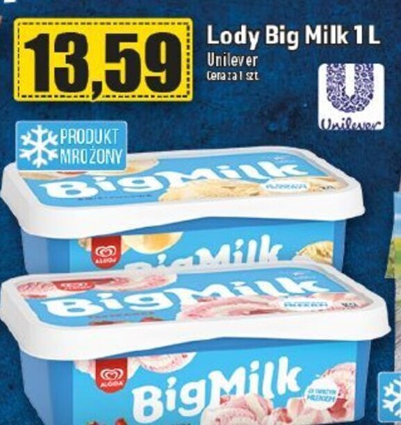 Promocja Unilever Lody Big Milk 1l w Topaz