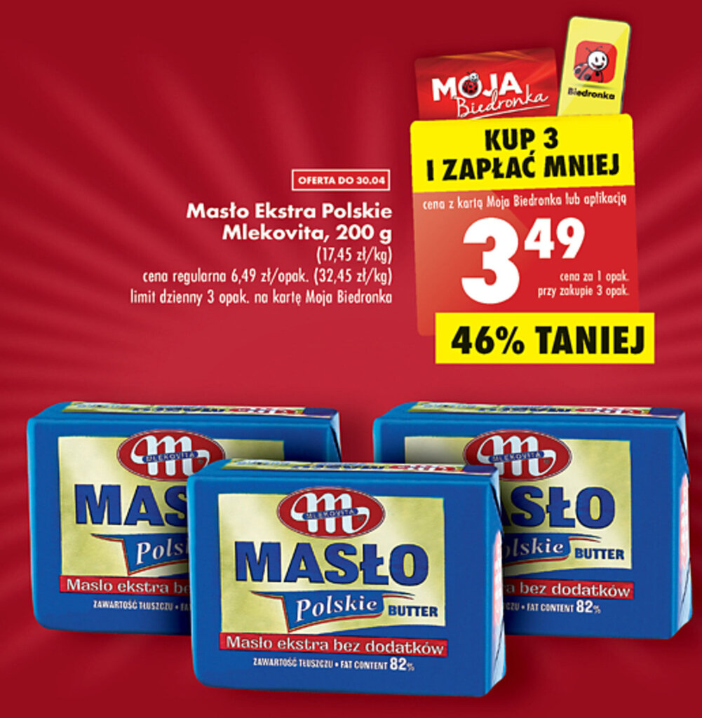 Promocja Mlekovita Masło Ekstra Polskie , 200 g w Biedronka