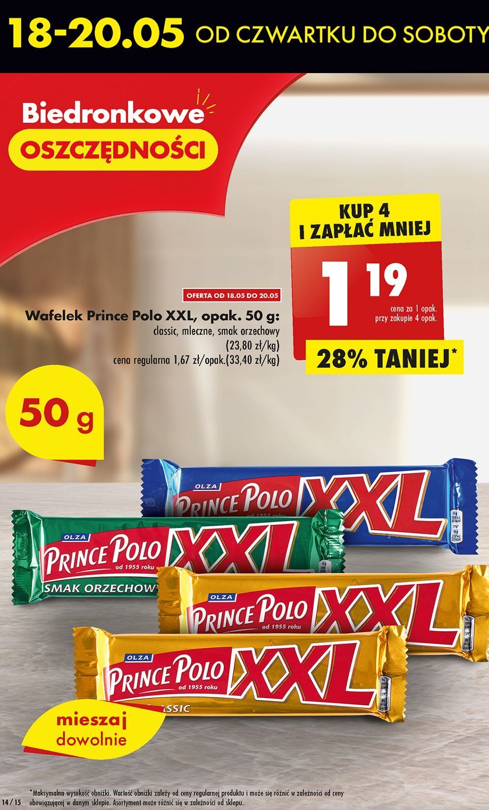Promocja Wafelek orzechowy prince polo xxl w Biedronka Promocja Wafelek orzechowy prince polo xxl w Biedronka