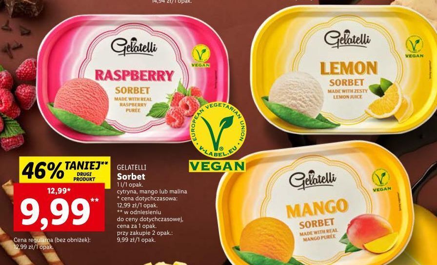 Promocja Sorbet malinowy gelatelli w Lidl