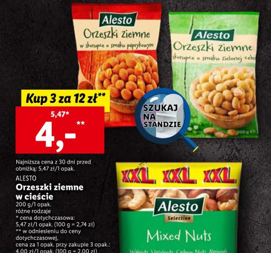 Promocja ALESTO Orzeszki ziemne w cieście 200 g/1 opak. w Lidl
