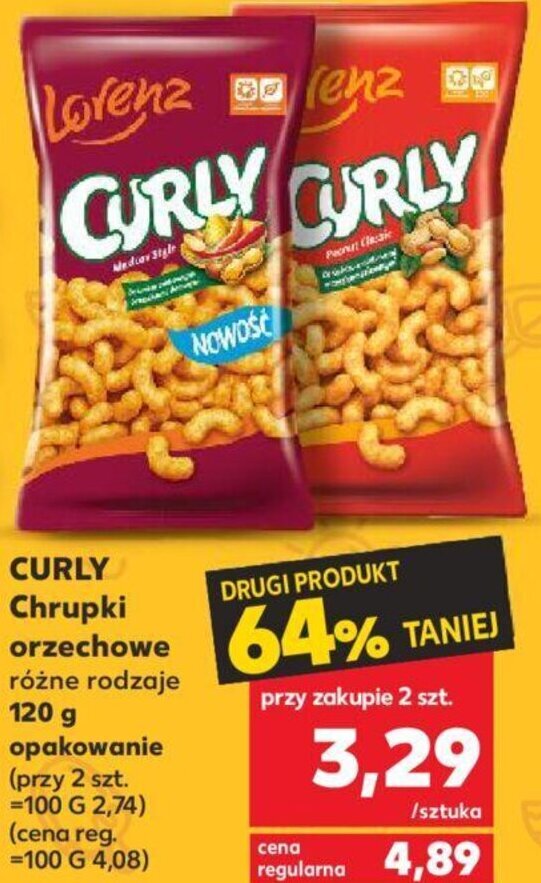Promocja CURLY Chrupki orzechowe 120 g w Kaufland