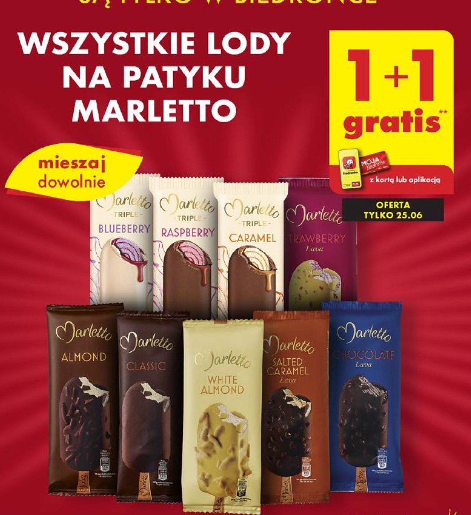 Promocja WSZYSTKIE LODY NA PATYKU MARLETTO w Biedronka