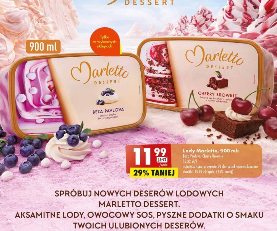 Promocja Lody beza pavlova marletto w Biedronka