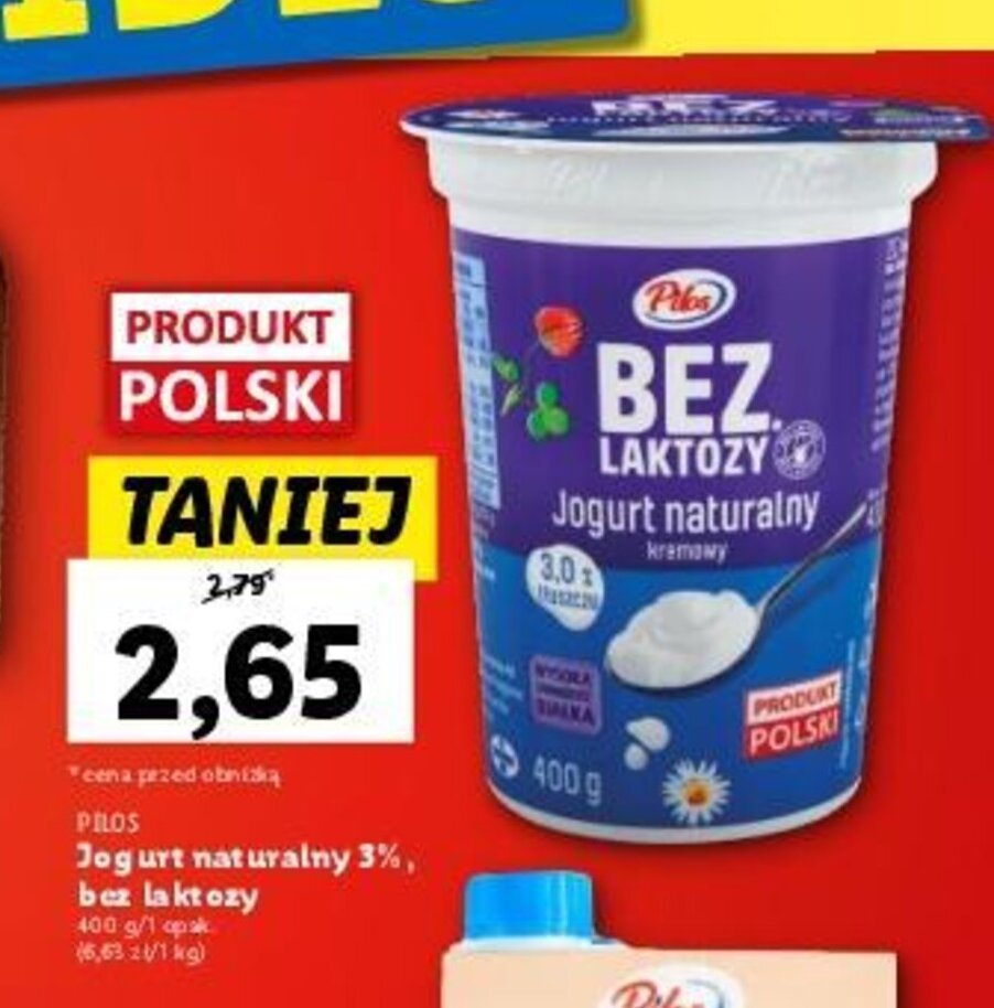 Promocja Jogurt naturalny 3%, bez laktozy 400 g w Lidl