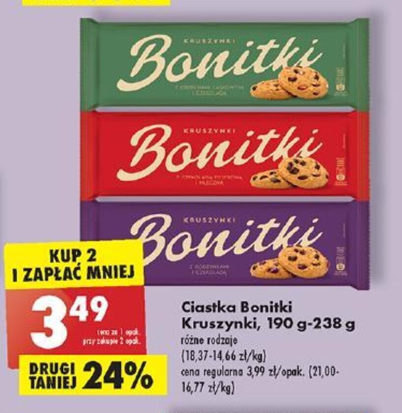Promocja Ciastka Bonitki Kruszynki, 190 g-238 g w Biedronka