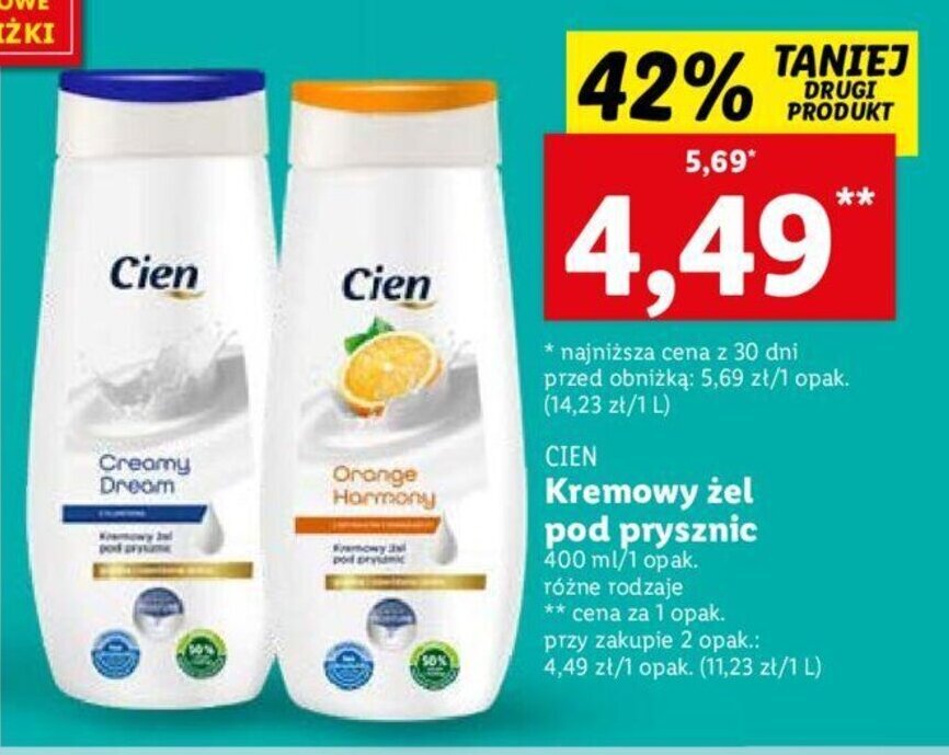 Promocja CIEN Kremowy żel pod prysznic 400 ml w Lidl