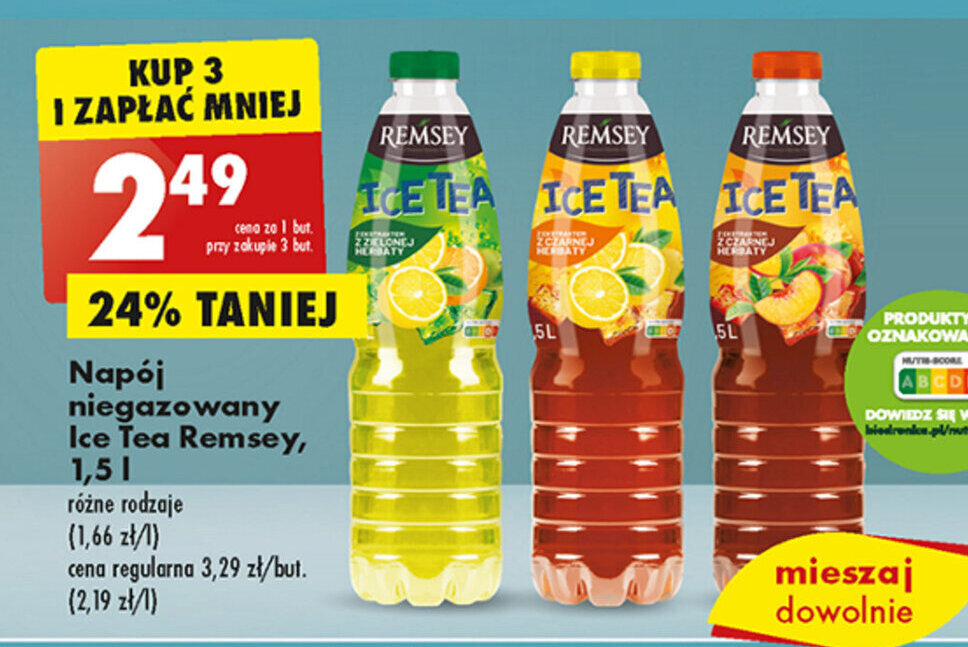 Promocja Napój niegazowany Ice Tea Remsey, 1,5l w Biedronka