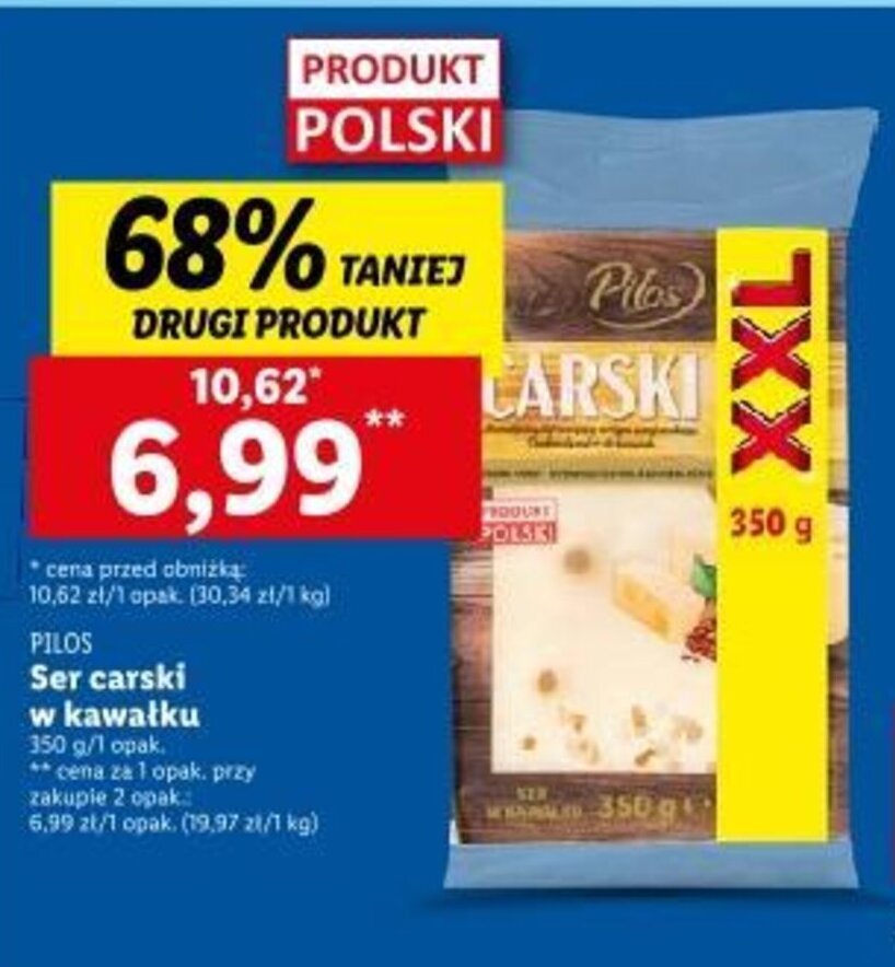 Promocja PILOS Ser carski w kawałku 350g w Lidl