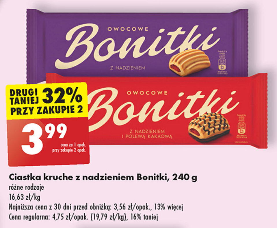 Promocja Ciastka kruche z nadzieniem Bonitki, 240 g w Biedronka