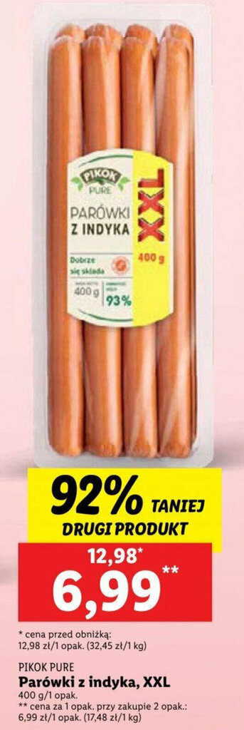 Promocja PIKOK PURE Parówki z indyka 400g w Lidl