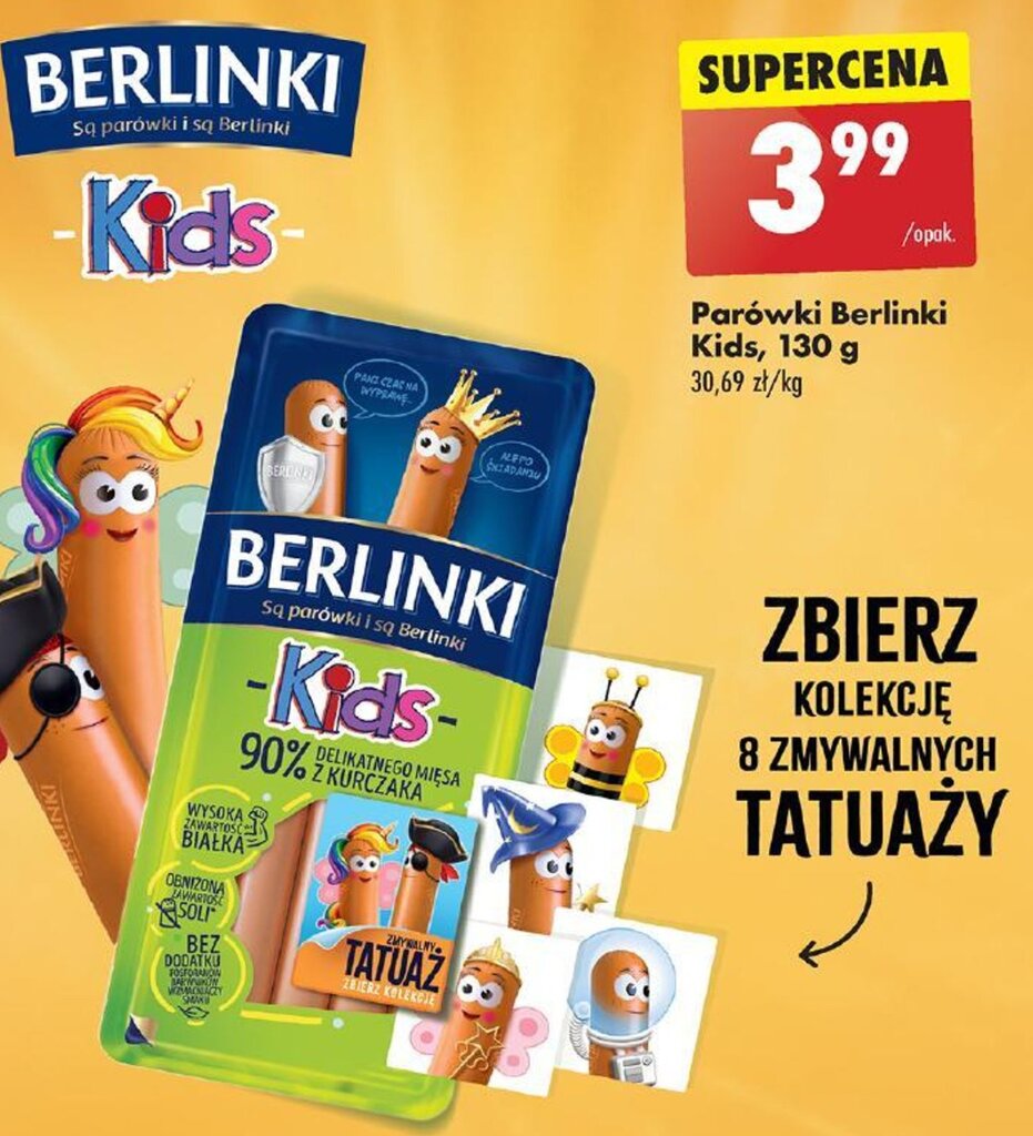 Promocja Parówki Berlinki Kids 130 g w Biedronka