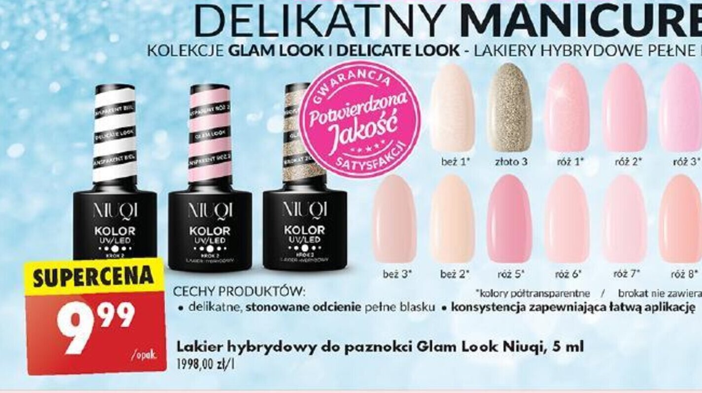 Promocja Lakier hybrydowy do paznokci Glam Look Niuqi 5 ml w Biedronka