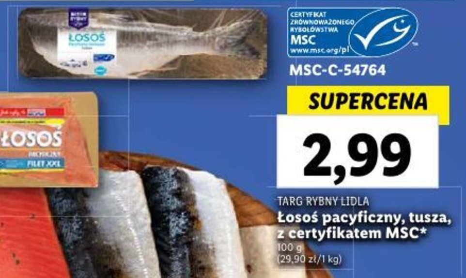 Promocja TARG RYBNY LIDLA Łosoś pacyficzny, tusza, z certyfikatem MSC ...