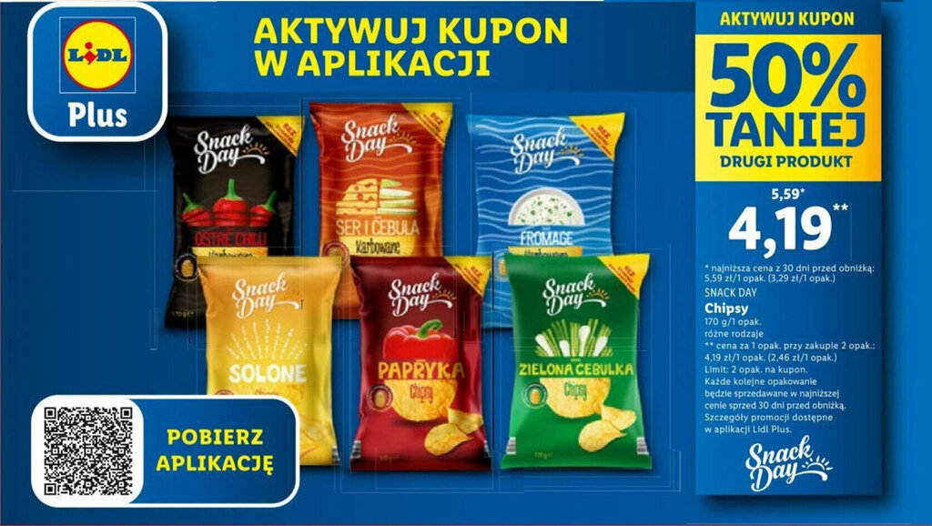 Promocja SNACK DAY Chipsy 170g w Lidl