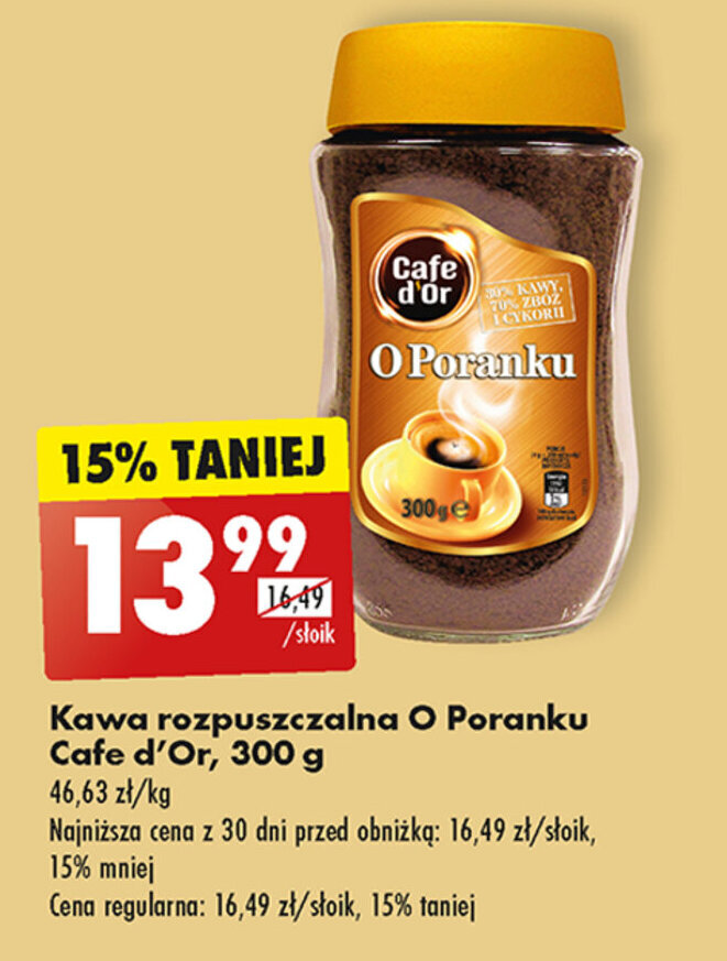 Promocja Kawa rozpuszczalna O Poranku Cafe d'Or, 300 g w Biedronka