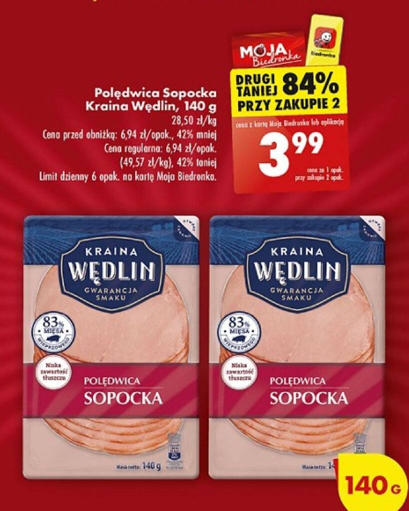 Promocja Polędwica Sopocka Kraina Wędlin 140 g w Biedronka