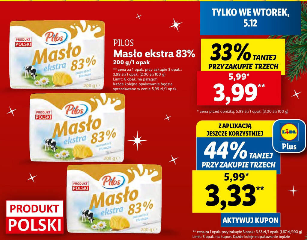 Promocja PILOS Masto ekstra 83% 200g w Lidl