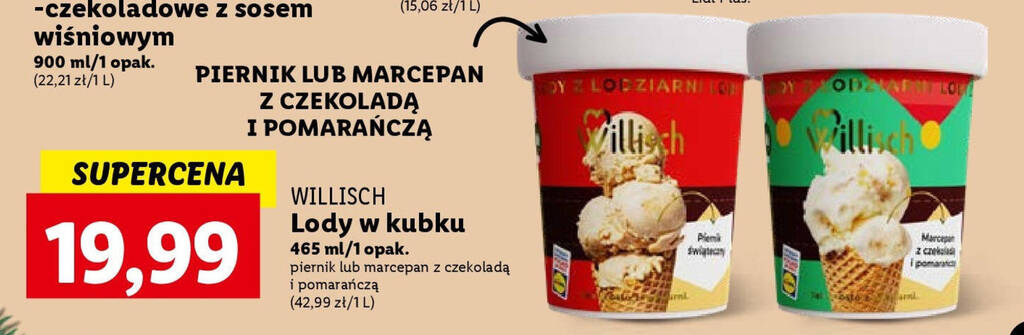 Promocja WILLISCH Lody w kubku 465 ml w Lidl