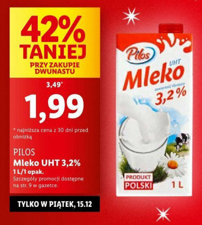 Promocja Mleko UHT 3,2% 1 l w Lidl