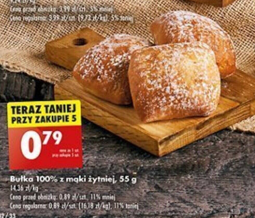 Promocja Bułka 100% z mąki żytniej, 55 g w Biedronka