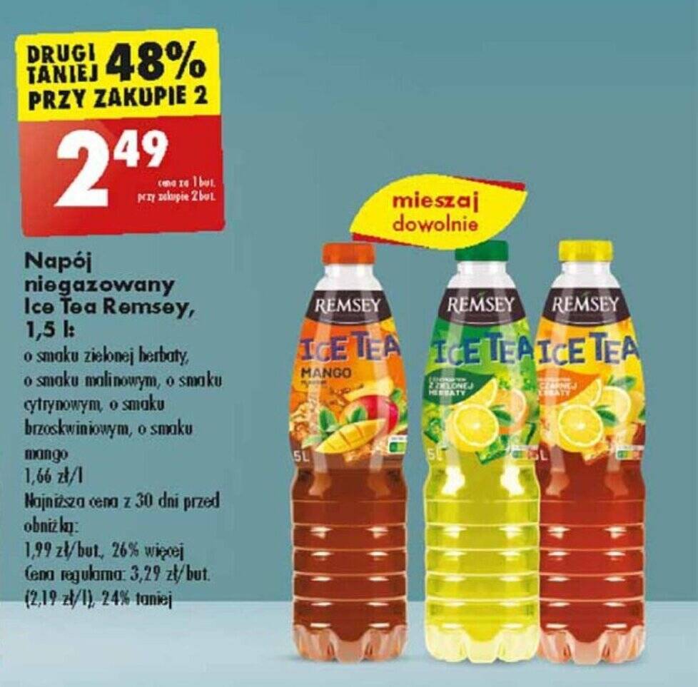 Promocja Napój niegazowany Ice Tea Remsey 1,5l w Biedronka