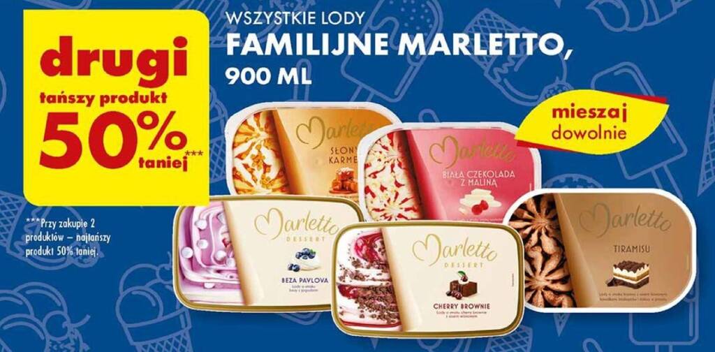 Promocja WSZYSTKIE LODY FAMILIJNE MARLETTO, 900 ML w Biedronka